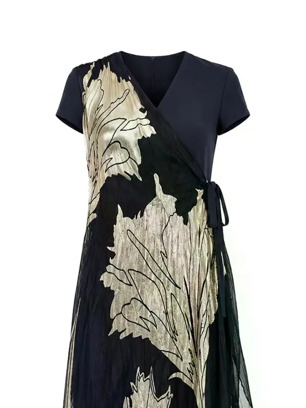 Frank Lyman Leaf Print Asymmetric Jumpsuit - Blue