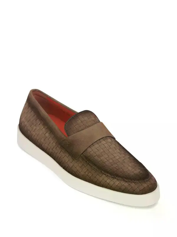 Santoni Woven Leather Loafers