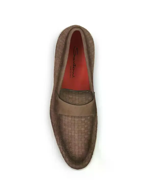Santoni Woven Leather Loafers