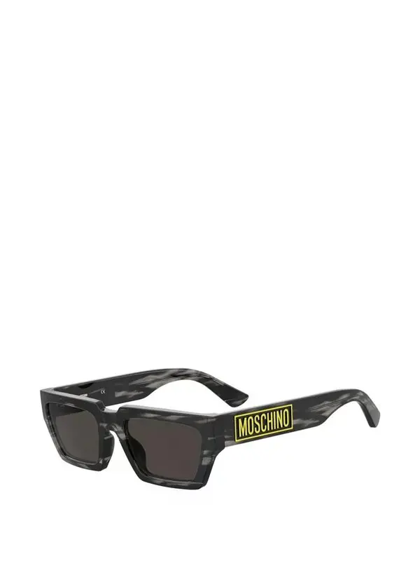 Moschino Plaque Rectangle Frame Sunglasses - Grey
