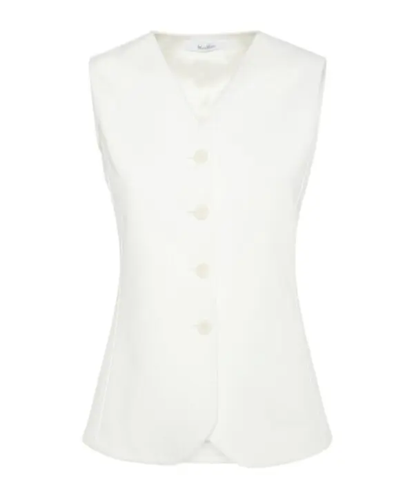 Max Mara Fornovo Viscose Blend Jersey Vest - White