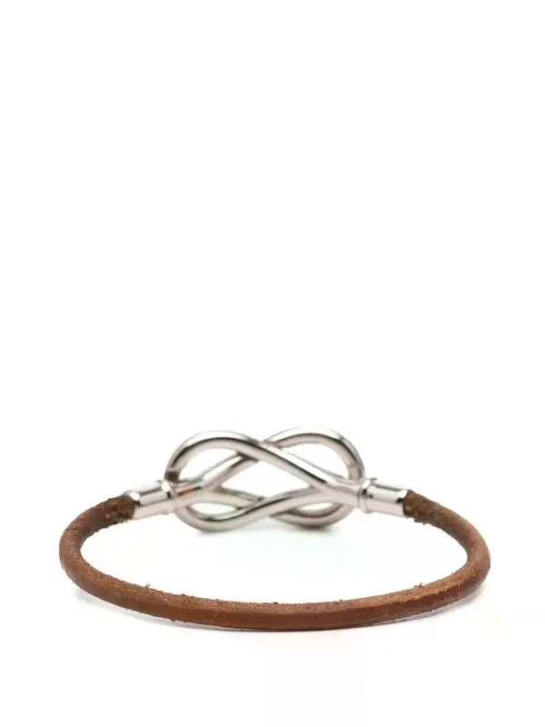 Hermès Palladium Plated And Leather Atame Knot Bracelet - Brown