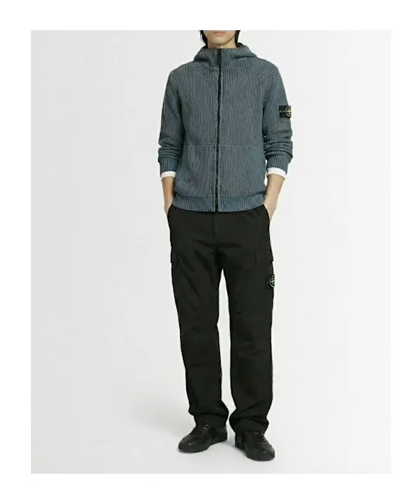Stone Island Hooded Popcorn Stitch Nylon Zip-up
