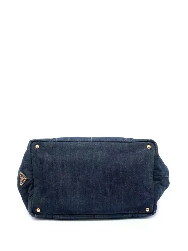 Prada Denim Canapa Logo Tote Bag