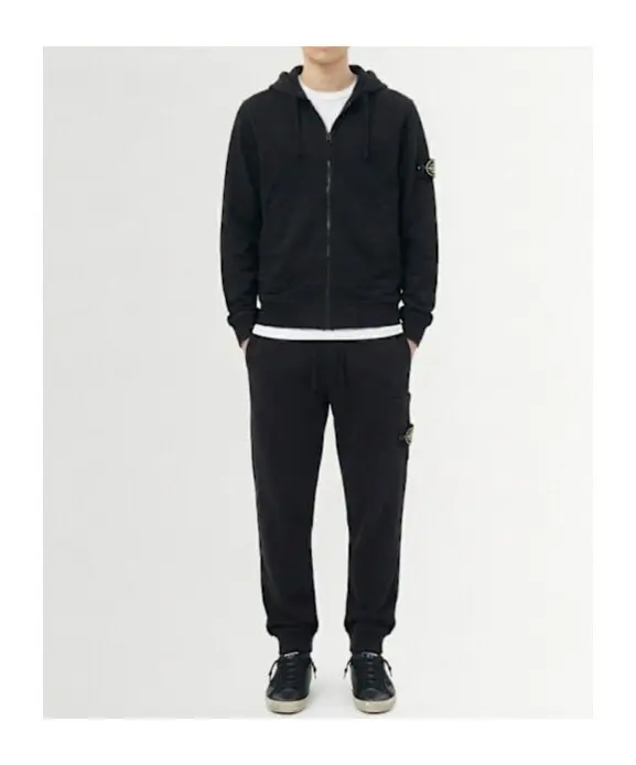 Stone Island Cotton Zip Hoodie With Logo Patch