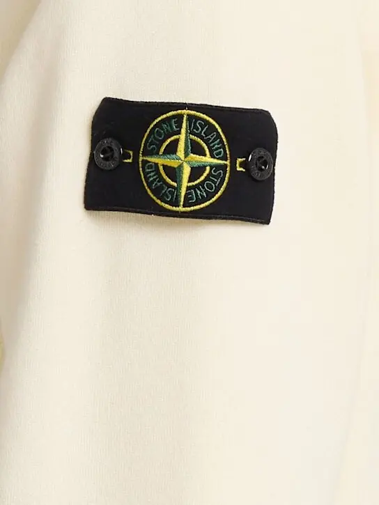 Stone Island Cotton Sweatshirt With Ribbed Trim And Sleeve Logo Patch
