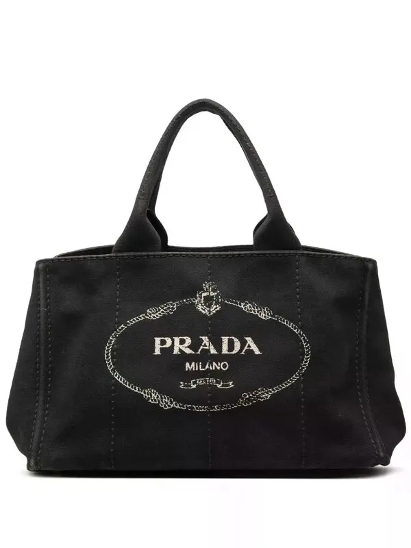 Prada Canvas Canapa Logo Satchel - Black