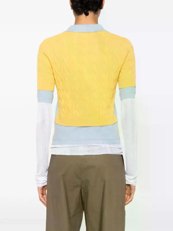 Marie Adam-Leenaerdt Cable-knit Panelled Polo Top - Yellow