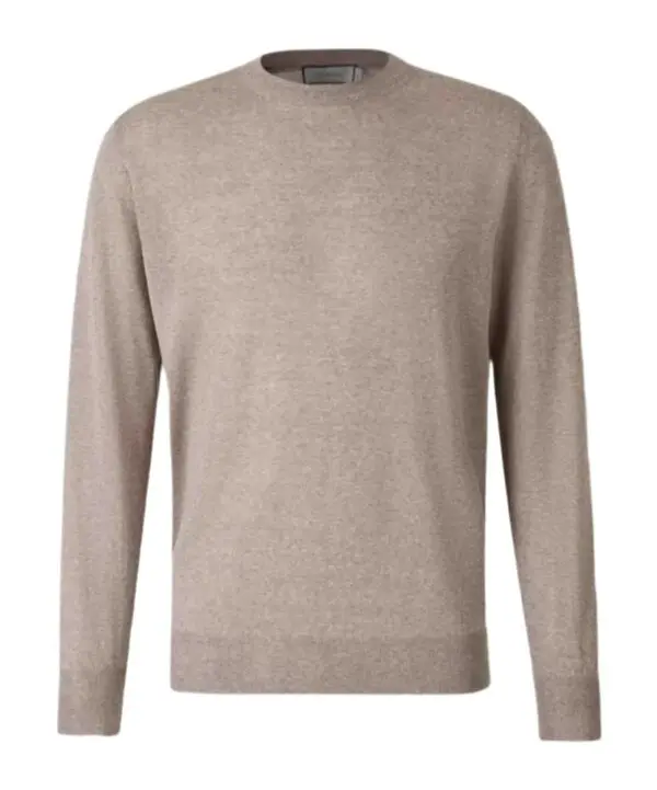 Canali Round Neck Long Sleeve Sweater - Beige