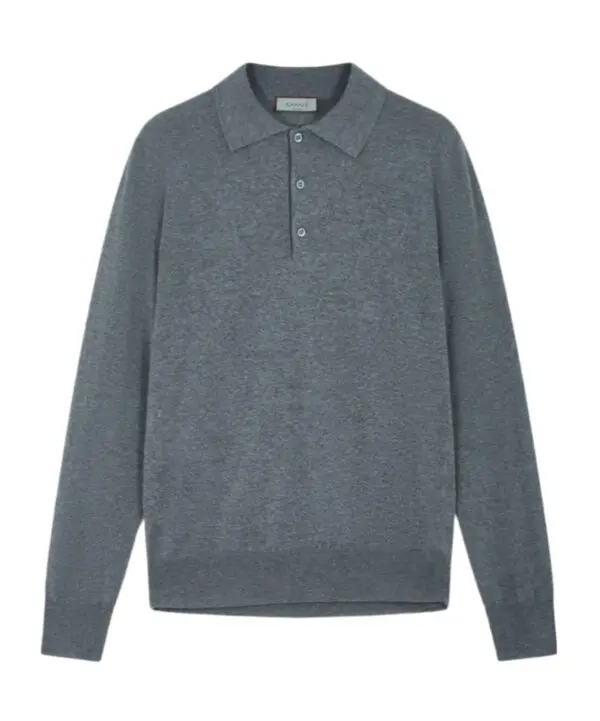 Canali Long-sleeve Polo Shirt - Medium Gray