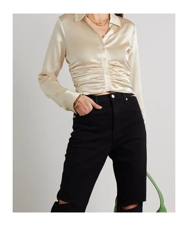 REFORMATION Long Sleeve Shirt With Pleated Detailing