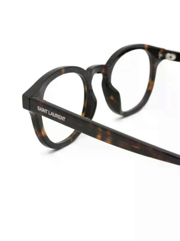 Saint Laurent Tortoiseshell Round Frame Glasses