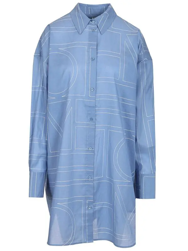 TOTEME Long Embroidered Shirt - Blue