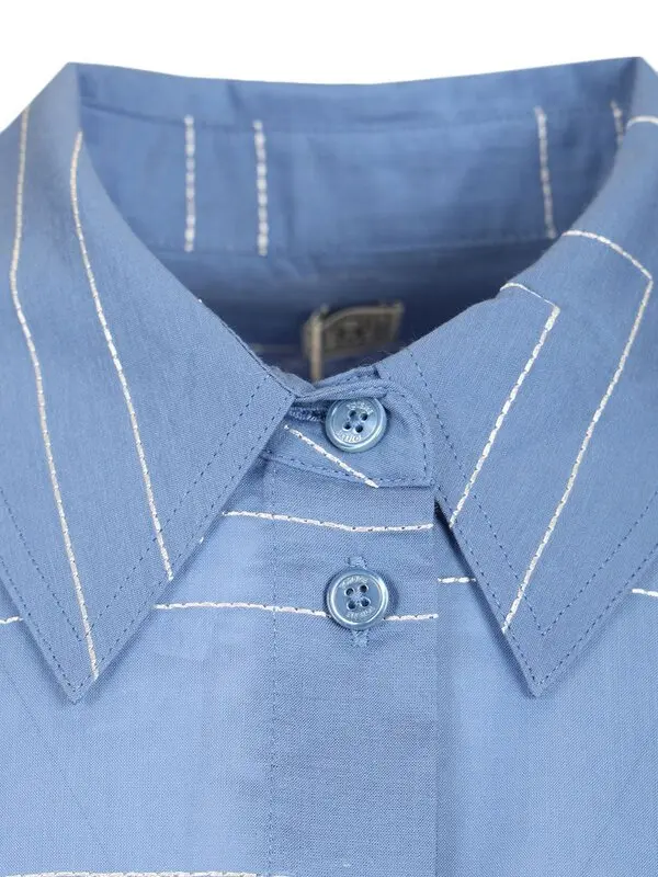 TOTEME Long Embroidered Shirt - Blue