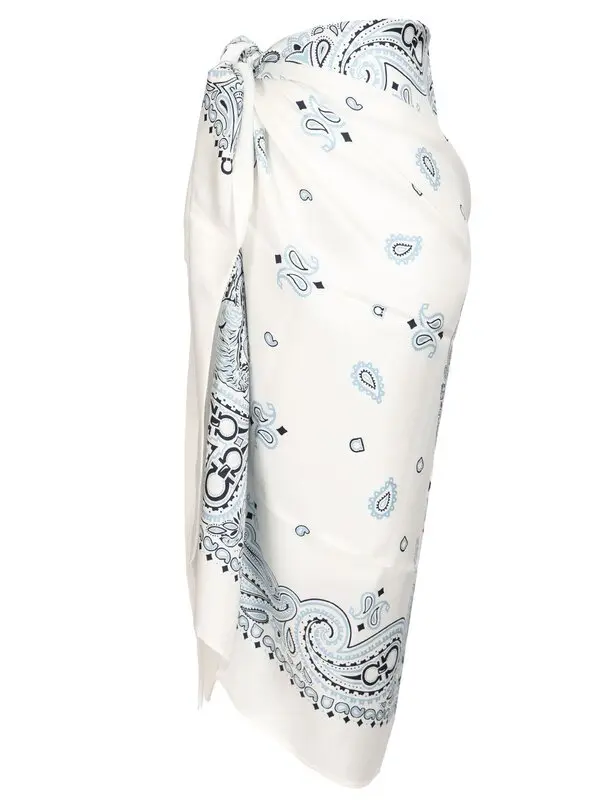 FERRAGAMO Arabesque Print Silk Sarong - Blue