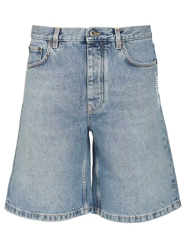 Off-White Half Arrow Denim Shorts - Blue