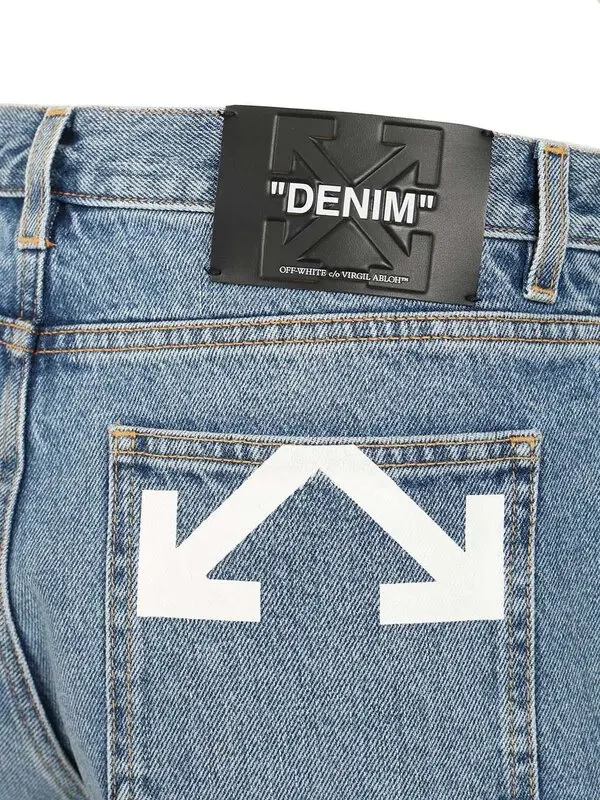 Off-White Half Arrow Denim Shorts - Blue