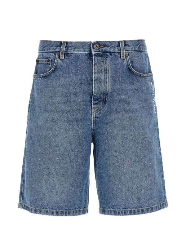 Off-White Half Arrow Denim Shorts - Blue