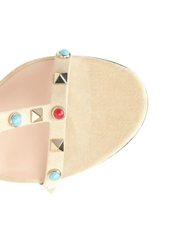 Valentino Garavani Rockstud Suede Sandals With Embellishments - Cream