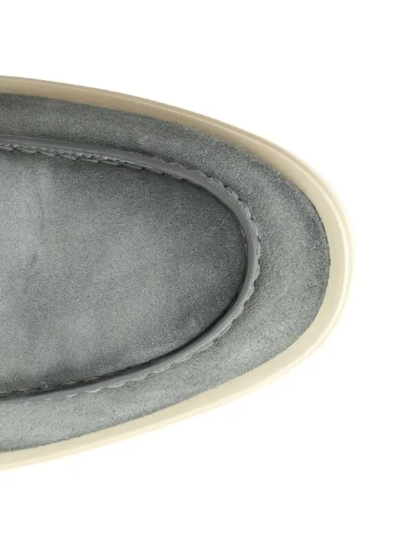 Santoni Suede Loafers With Contrast Stitching