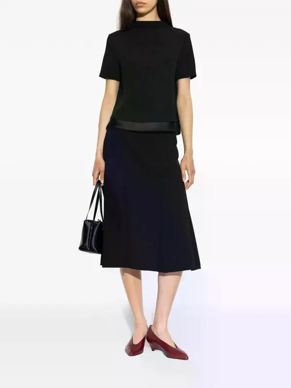 JIL SANDER Wool Top With Satin Trim