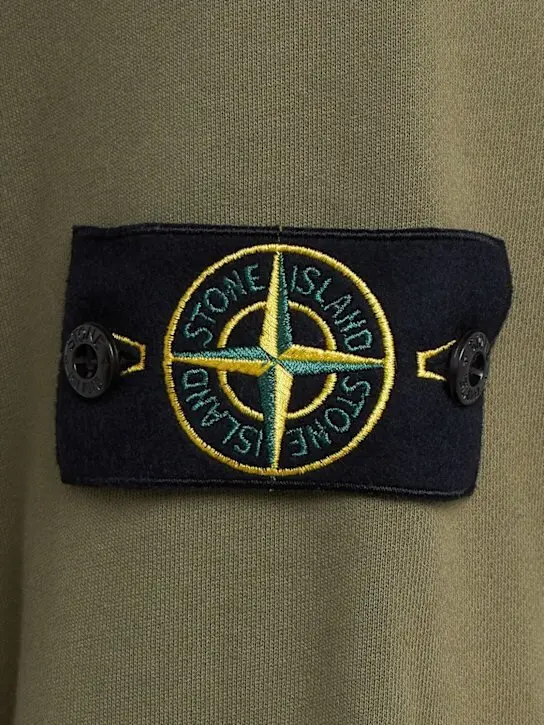 Stone Island Logo Cotton Crewneck Sweatshirt - Green