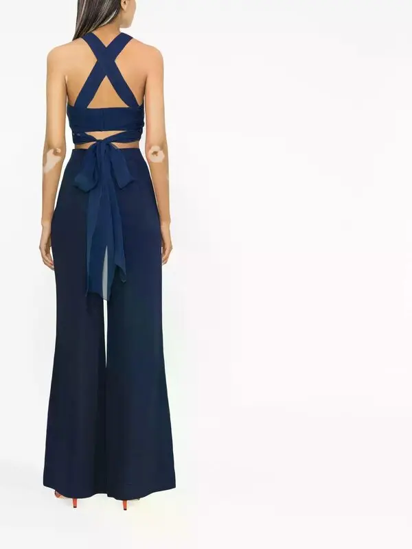 Alberta Ferretti Midnight Silk Lace Crop Top