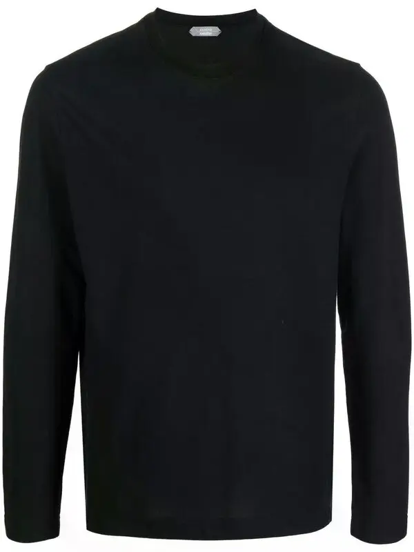 ZANONE Long-sleeved Cotton T-shirt - Black