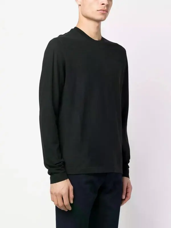 ZANONE Long-sleeved Cotton T-shirt - Black