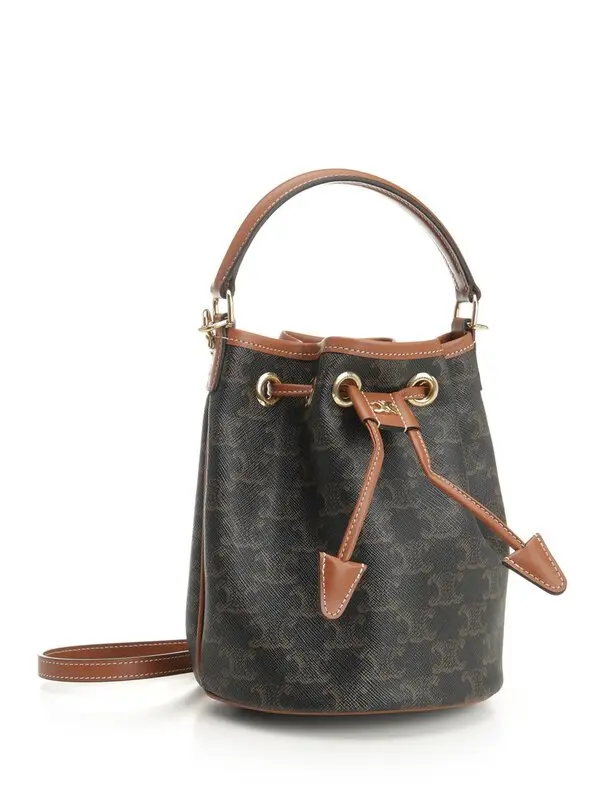Celine Triomphe Canvas And Calfskin Bucket Bag
