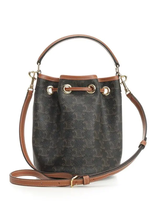 Celine Triomphe Canvas And Calfskin Bucket Bag