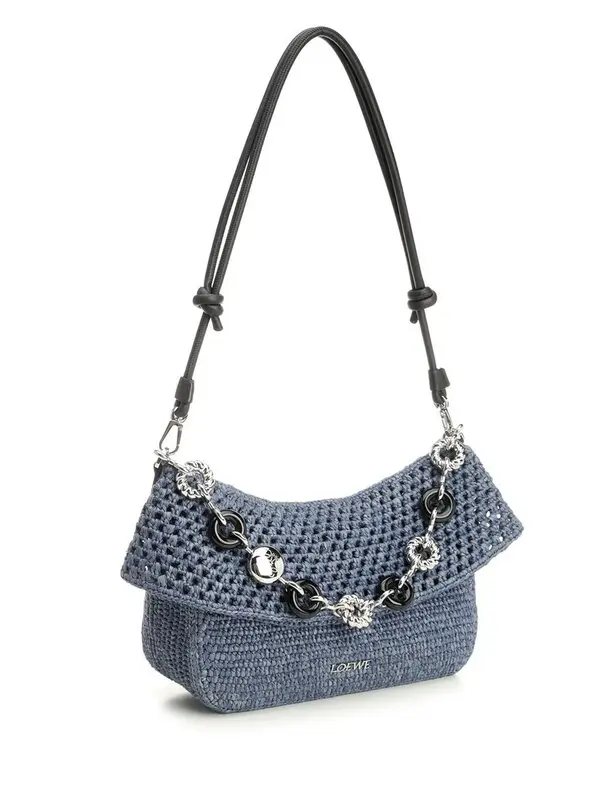 Loewe Ola Medium Raffia Bag - Blue