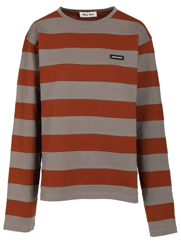 Miu Miu Striped Long Sleeve T-shirt - Multicolor