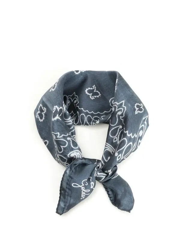 GOLDEN GOOSE Paisley Pattern Silk Bandana - Blue