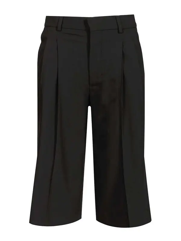 AMI Paris Wide-leg Wool Gabardine Bermuda Shorts - Black