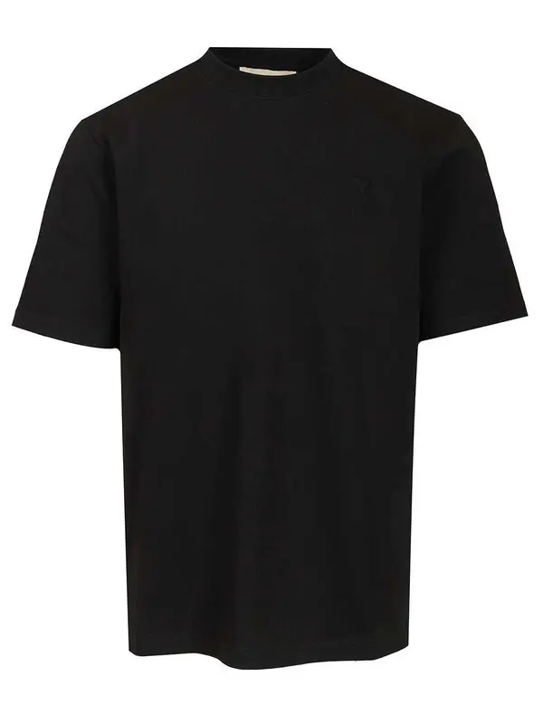 Ami De Coeur" Embroidered Cotton T-shirt - Black