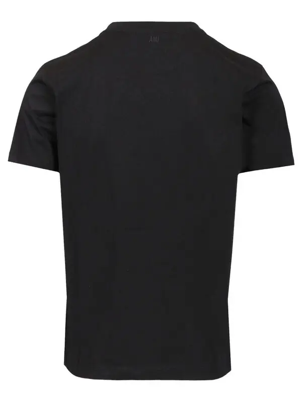 AMI Paris De Coeur" Embroidered Cotton T-shirt - Black