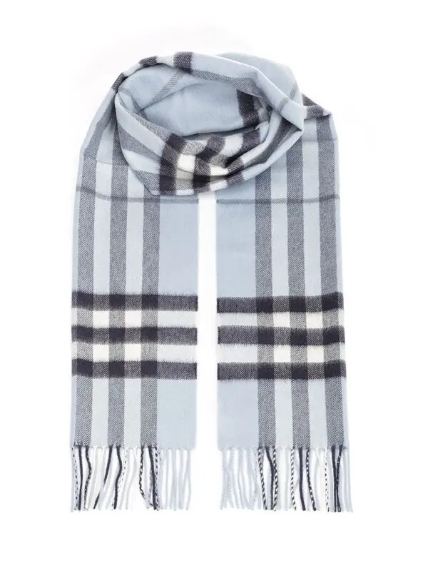 Burberry Cashmere Check Scarf - Blue