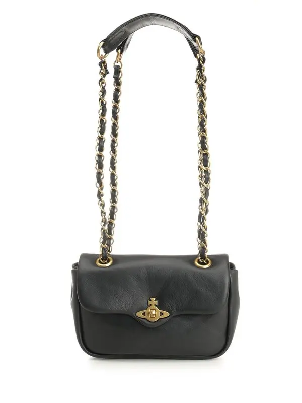 VIVIENNE WESTWOOD Anita Leather Shoulder Bag With Chain Strap - Black