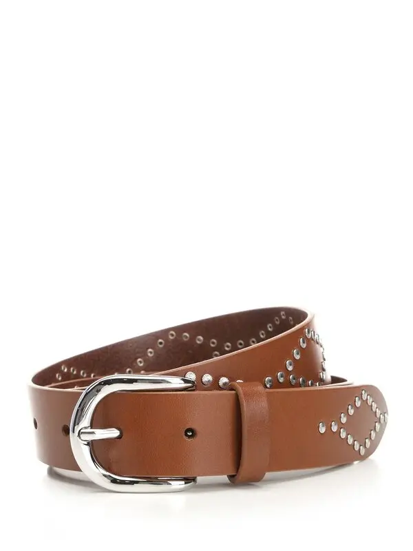 Isabel Marant Étoile Liliana Studded Leather Belt - Brown