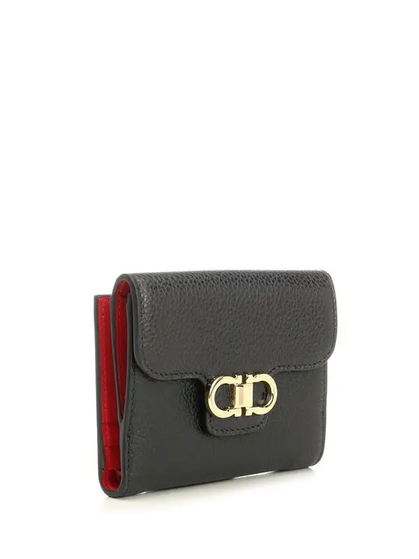 FERRAGAMO Gancini Compact Wallet - Black