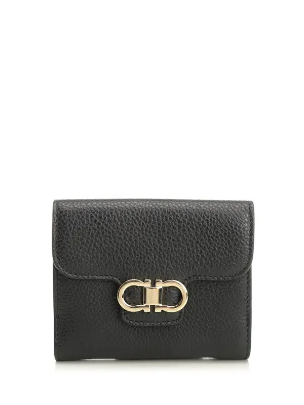 FERRAGAMO Gancini Compact Wallet - Black