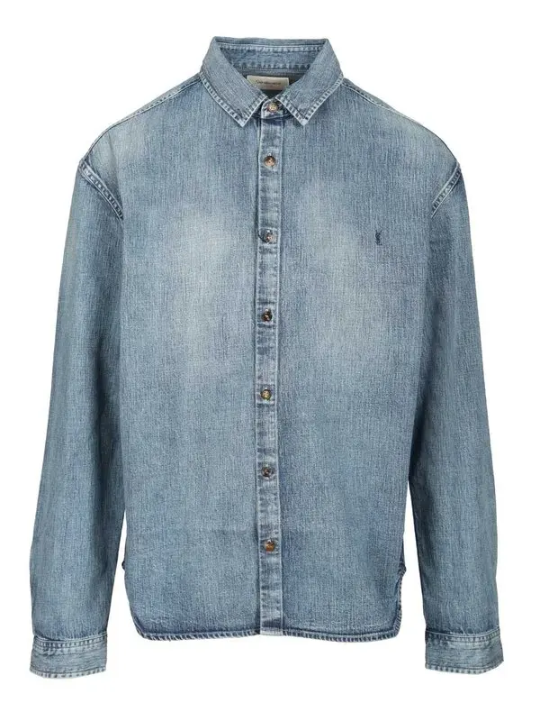 Saint Laurent Cassandre Denim Shirt - Blue
