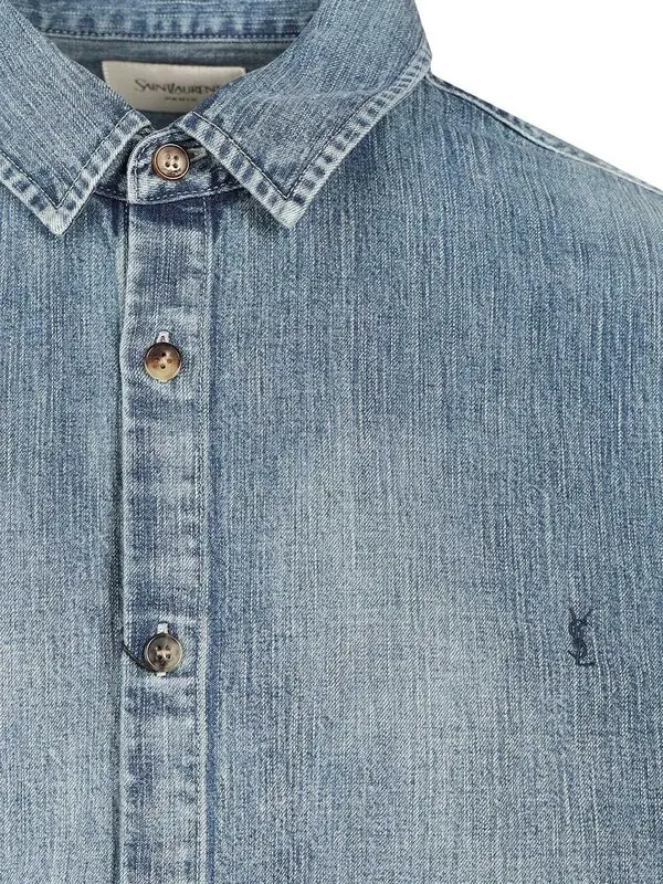 Saint Laurent Cassandre Denim Shirt - Blue