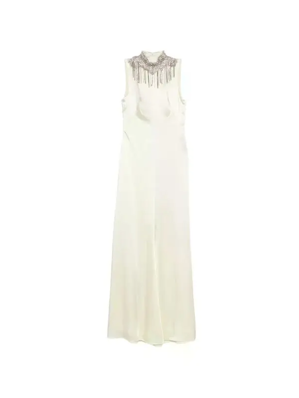 Alexander McQueen Embellished Mock Neck Maxi Dress - Neutrals