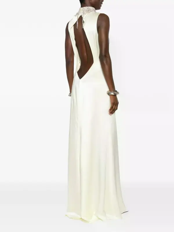 Alexander McQueen Embellished Mock Neck Maxi Dress - Neutrals