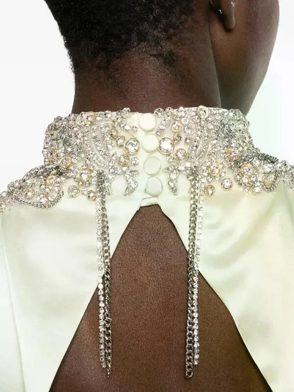 Alexander McQueen Embellished Mock Neck Maxi Dress - Neutrals