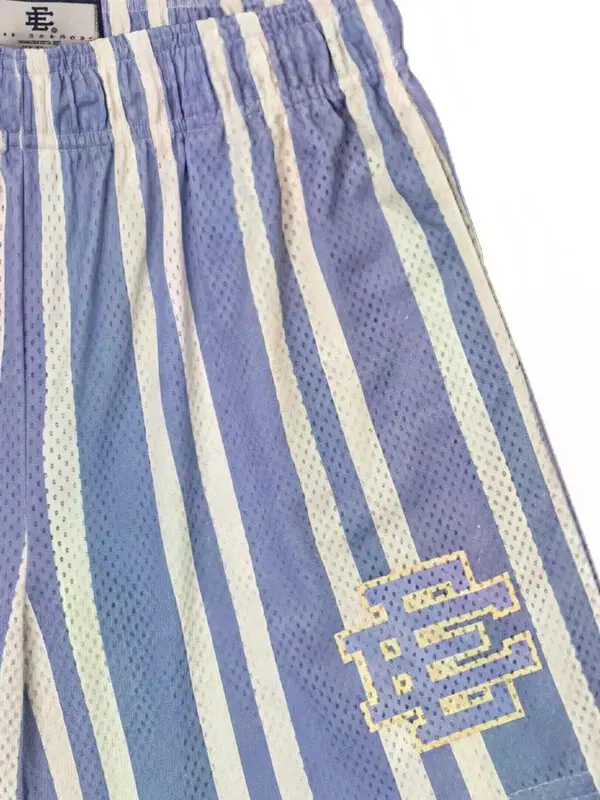 ERIC EMANUEL Striped Mesh Shorts - Blue
