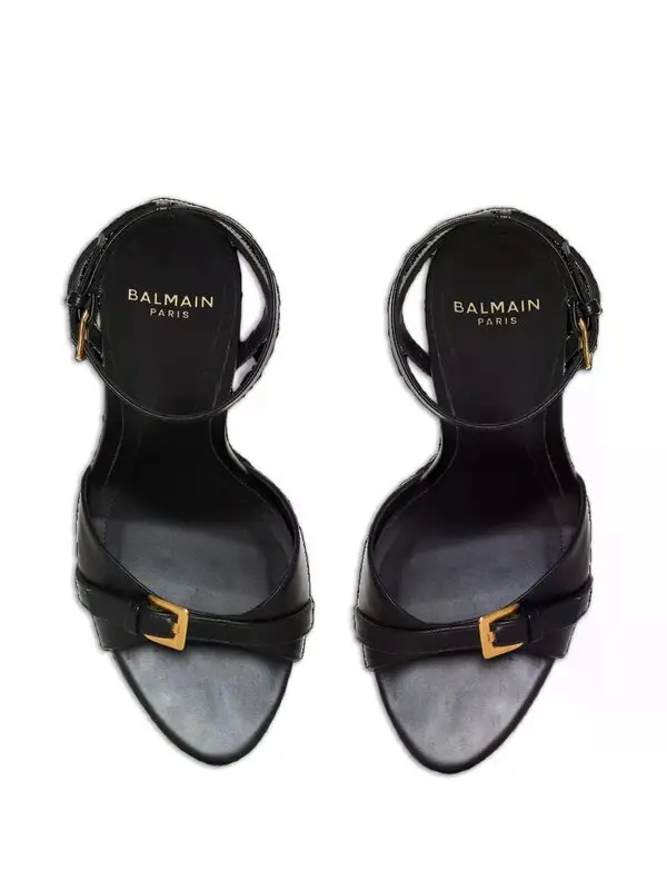 Balmain Anthem Smooth Leather Sandals With Gold-tone Buckle