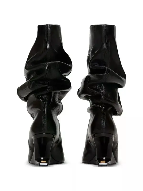 Balmain No Wedge Textured Leather Ankle Boots